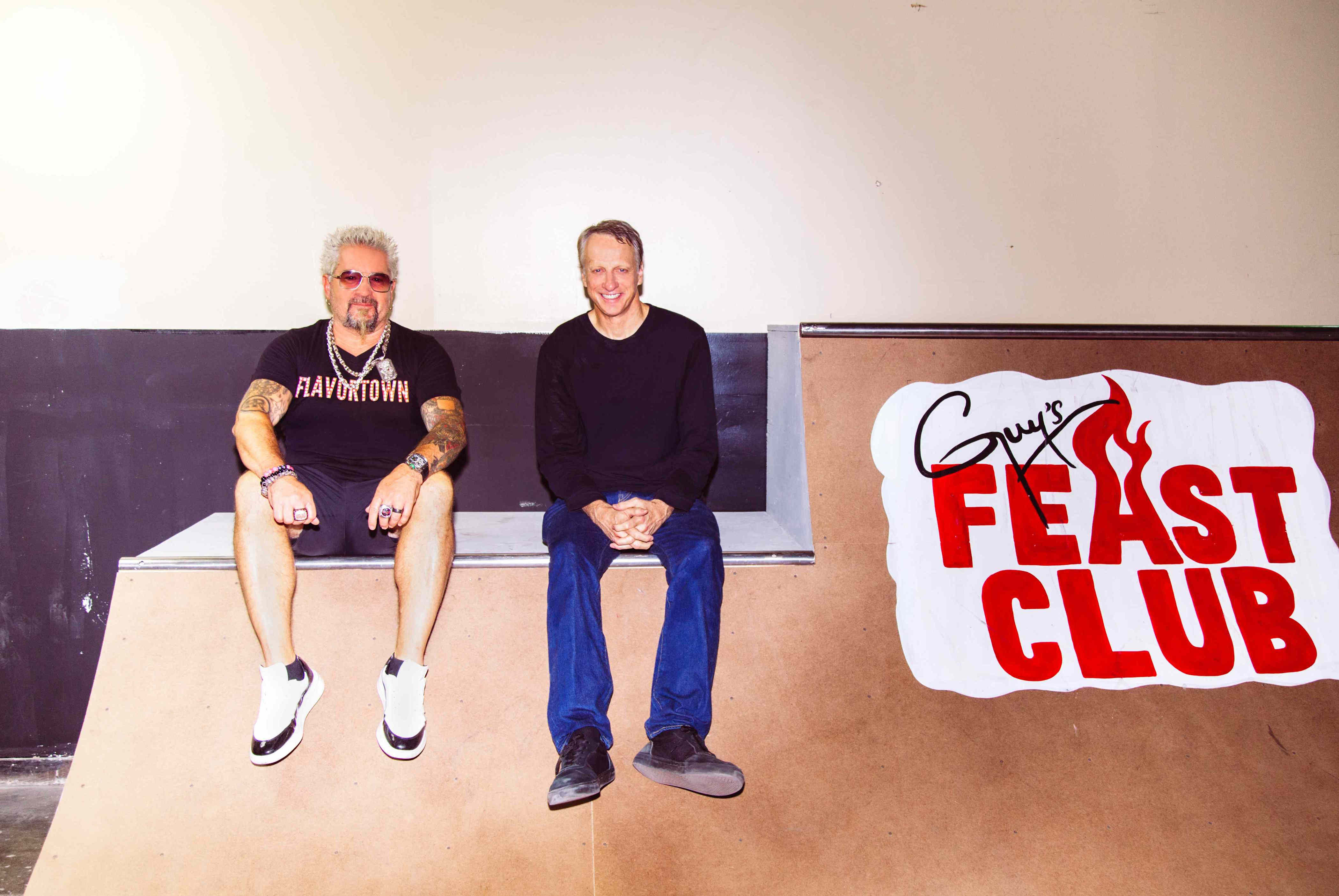 Guy Fieri jokes around with Tony Hawk, Andrew Santino, Bert Kreischer ...