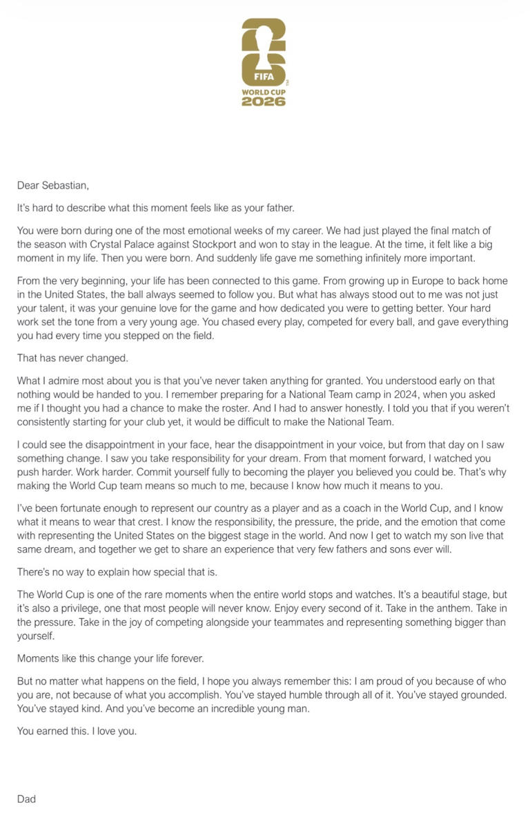 Former USA coach Gregg Berhalter writes touching World Cup note to son ...
