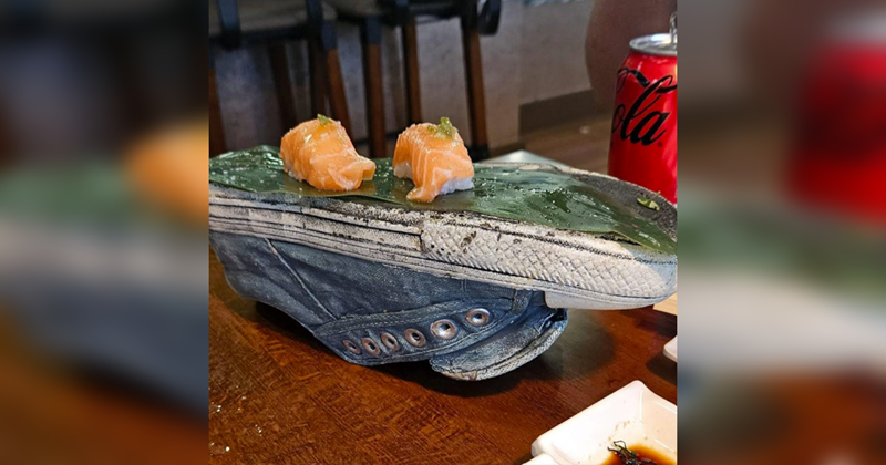 Particularly pretentious restaurant meals served on anything but a plate