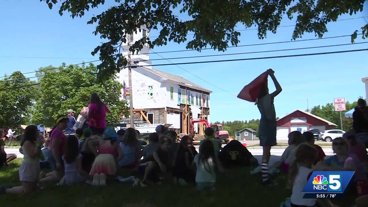 Historic South Hero building moved off foundation for renovation project