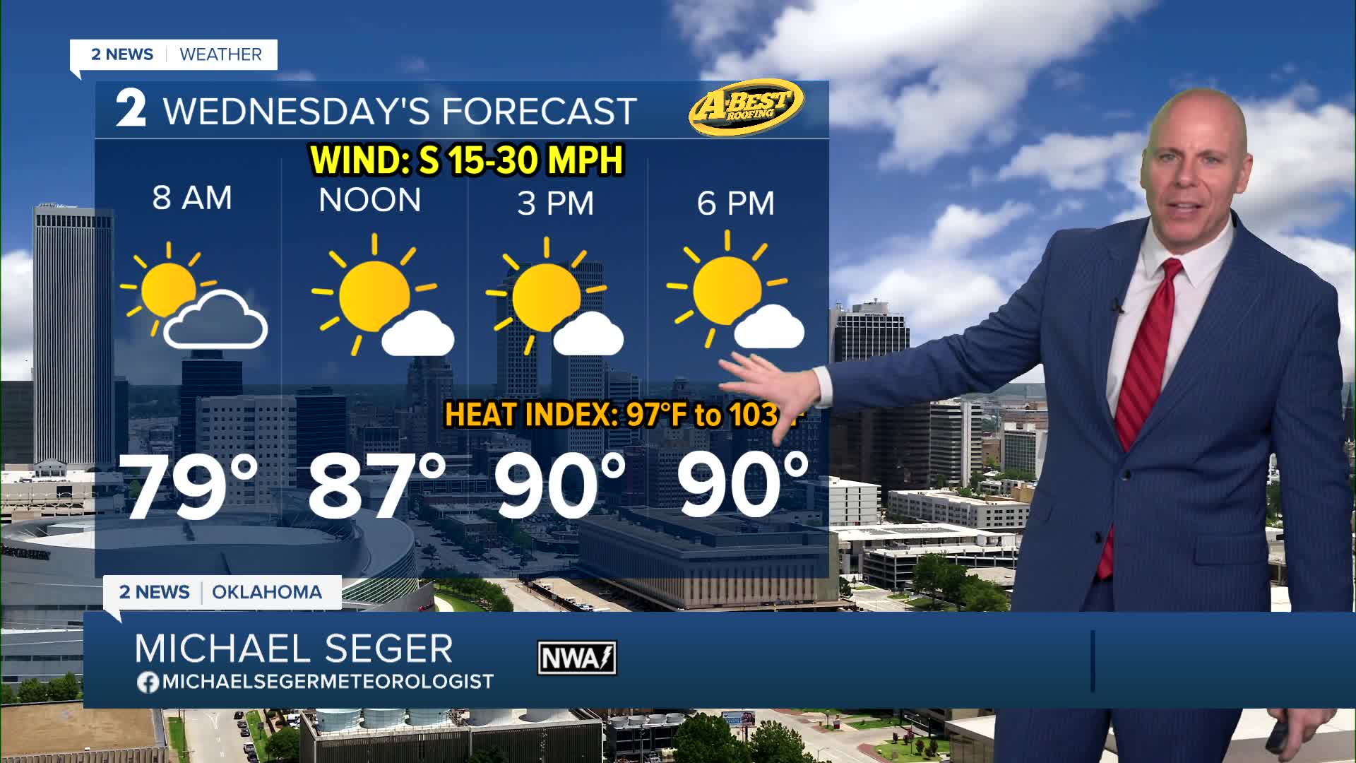 Windy, humid, and very warm Wednesday