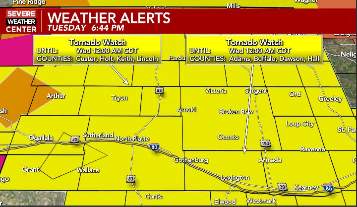 Severe storm threat tonight with a tornado watch until midnight ...