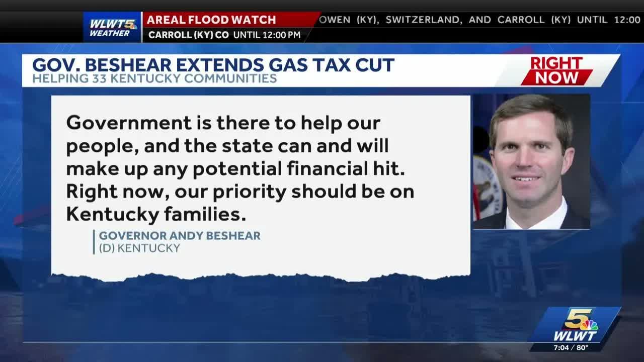 Kentucky Gov. Beshear extends gas tax reduction for 33 communities