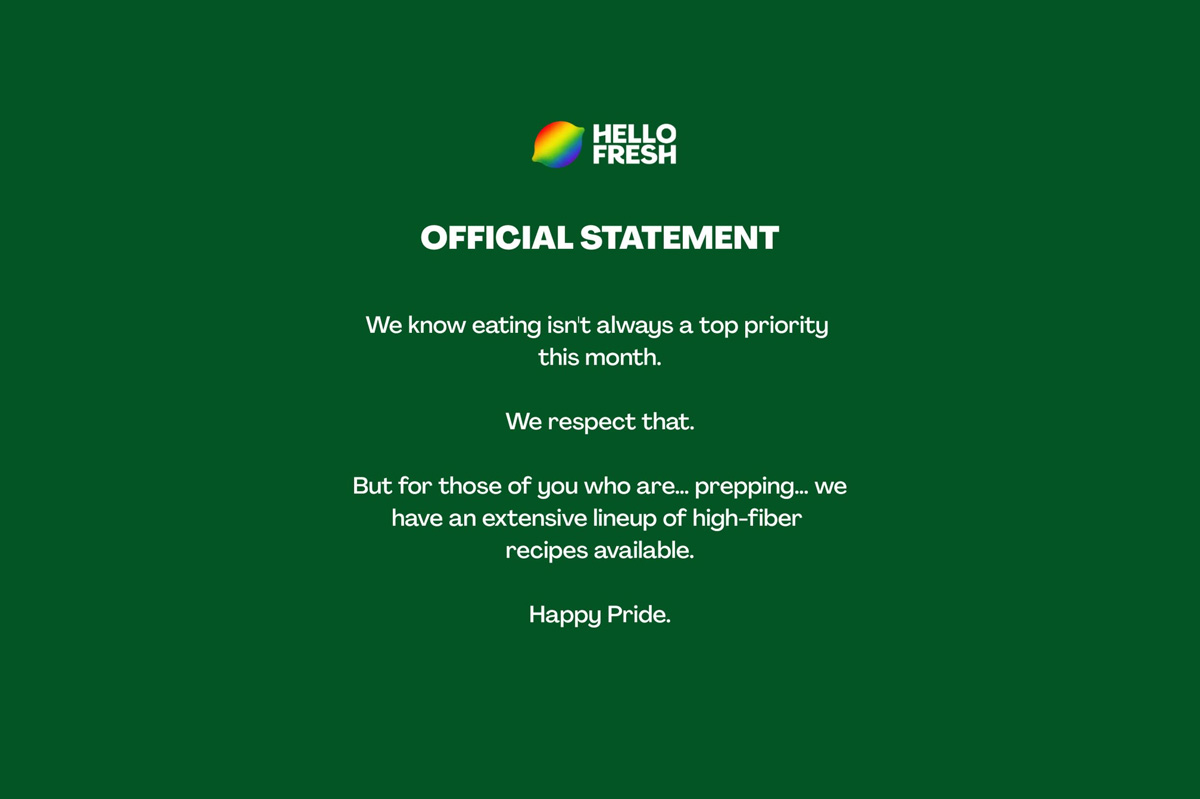 HelloFresh’s stomach-churning Pride ad