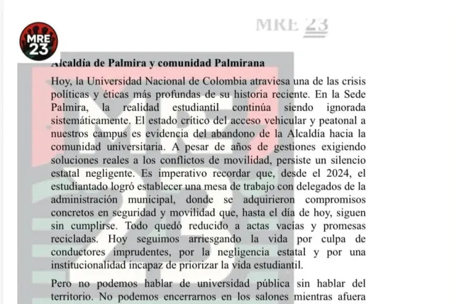 Disturbios frente a la Universidad Nacional de Palmira, Valle ...