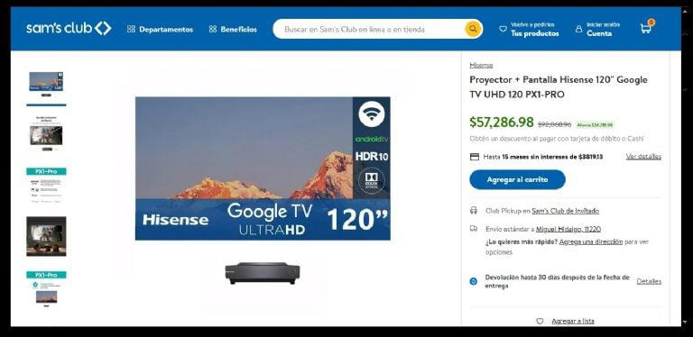 Sam’s Club lanza a precio de rebaja Proyector + Pantalla Hisense 120 ...