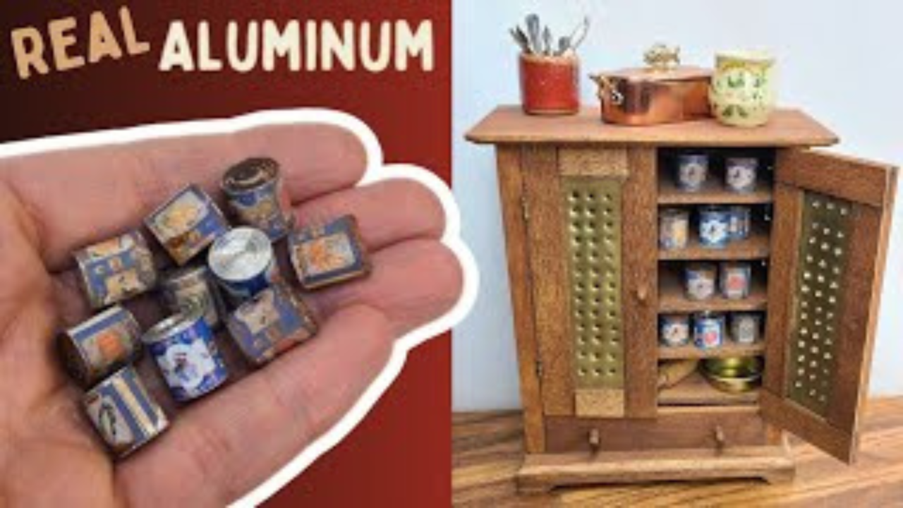 DIY miniature canned food for realistic dollhouse displays