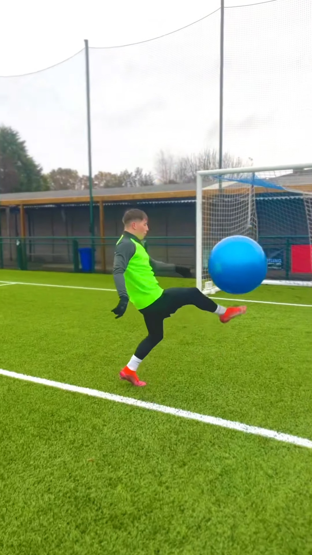 Yoga ball keepy-up football skill challenge