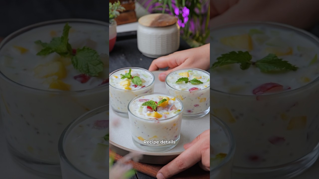 Homemade coconut pudding and healthy chaas drink