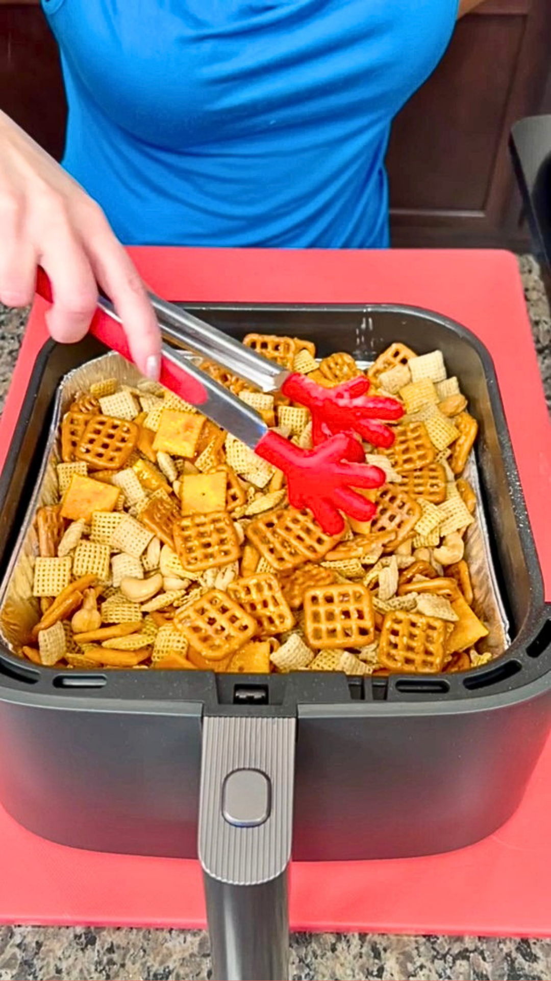 Air fryer party mix snack recipe