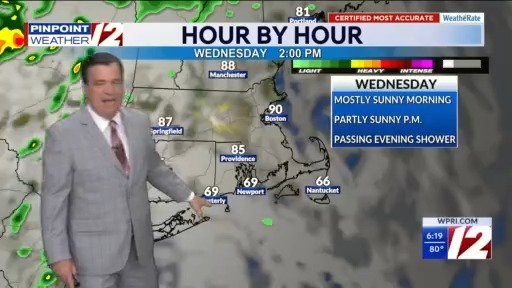 WPRI 12 weather forecast 6/9/26 more humid mid to late week