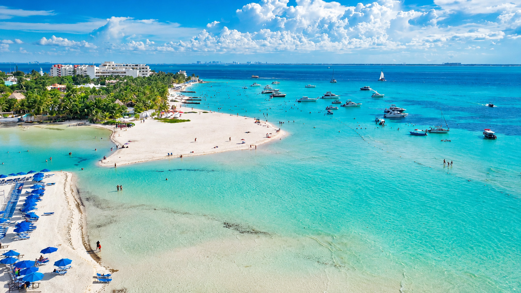 A small Mexican island surrounded by Caribbean turquoise water
