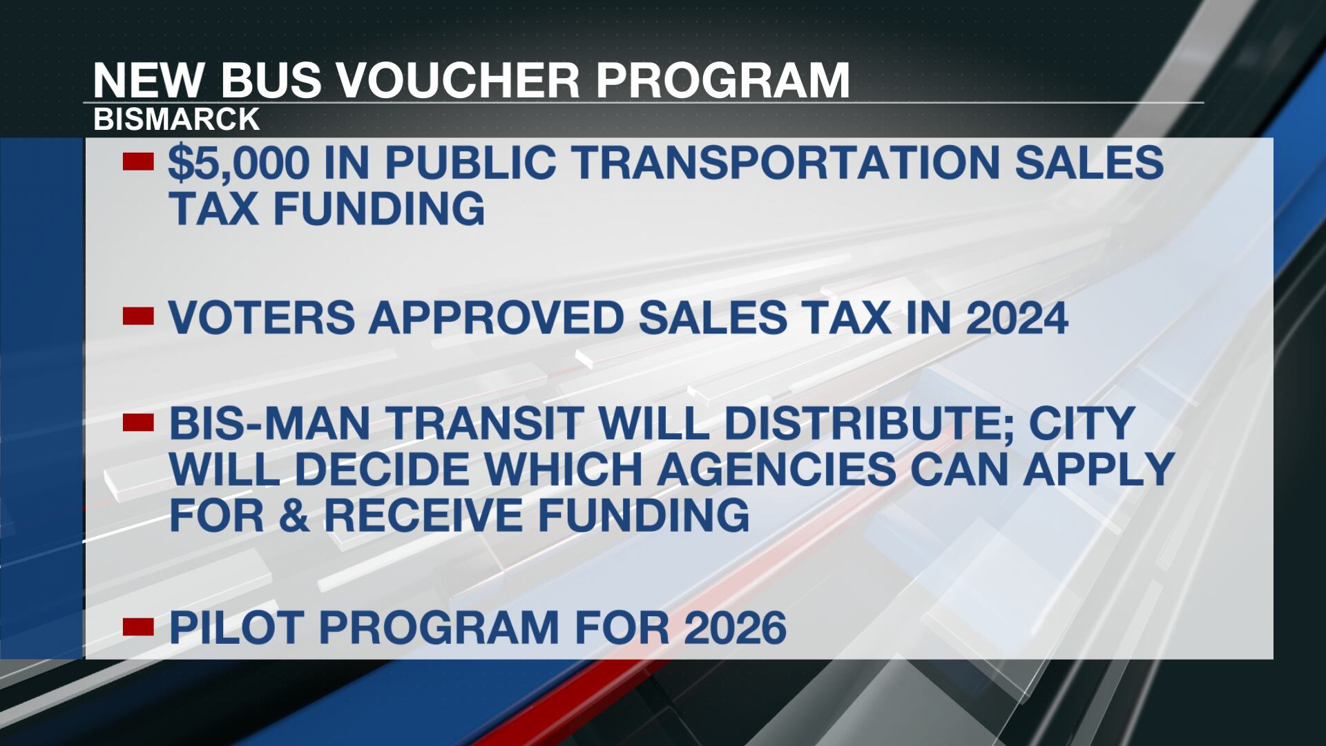 Bismarck approves funding for bus voucher pilot program