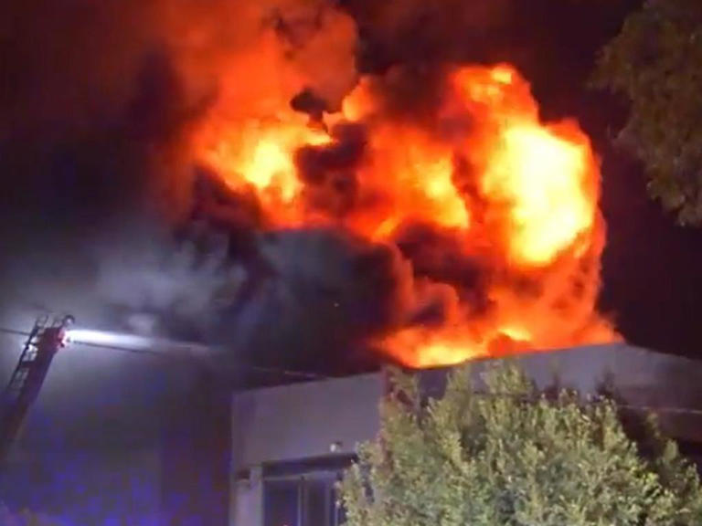 Huge factory fire sparks explosions