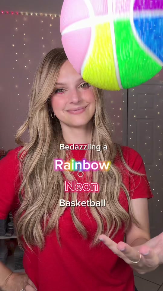 Bedazzled rainbow basketballs to shine