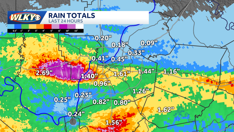 Rainfall totals | How much rain fell across Louisville, southern ...