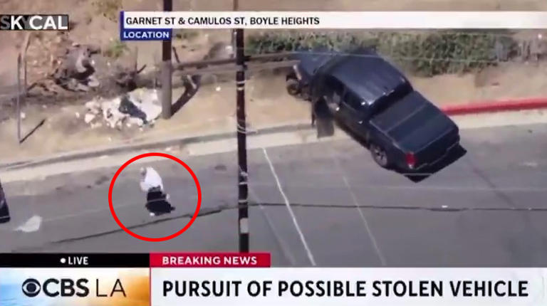 Wild West moment maniac fires on LAPD cops after high-speed police ...