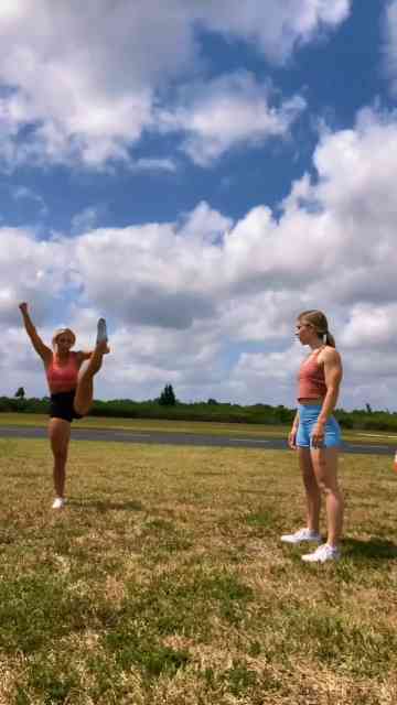 Teaching my friend a one-legged aerial trick