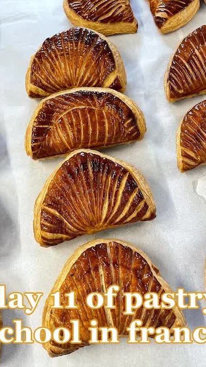Baking palmiers, sacristans, and apple turnovers in French pastry school