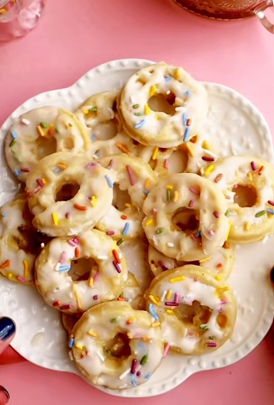 Cutest waffle bites turned into glazed donuts