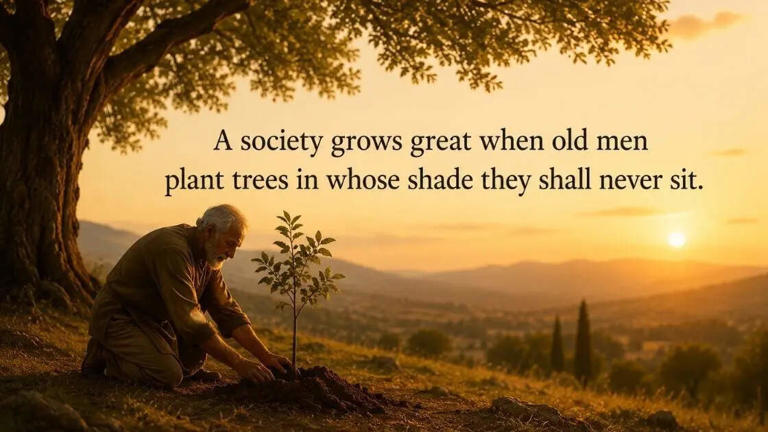 Greek proverb of the day: "A society grows great when old men plant ...