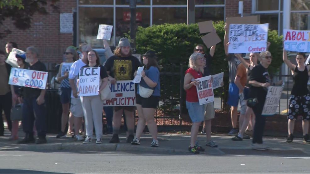 Protesters against ICE's presence rally in Albany