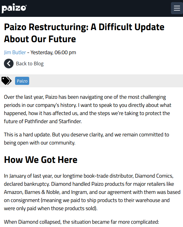 Paizo goes broke? Pathfinder TTRPG publisher announces layoffs after $2 ...