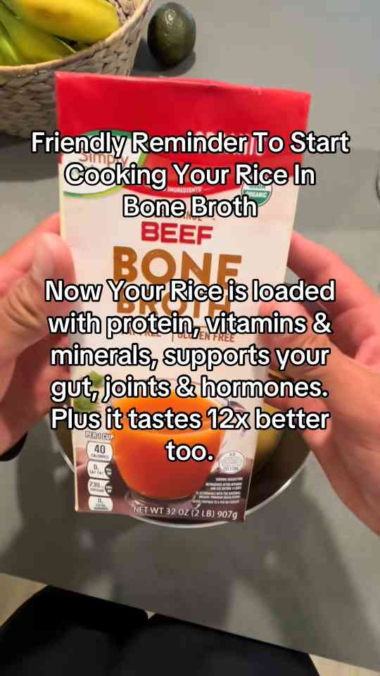 Cook rice in bone broth for better flavor and nutrition