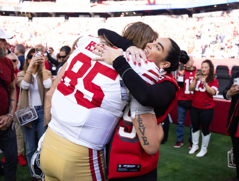 George Kittle’s wife Claire Kittle stuns in gold bikini for SI swimsuit ...