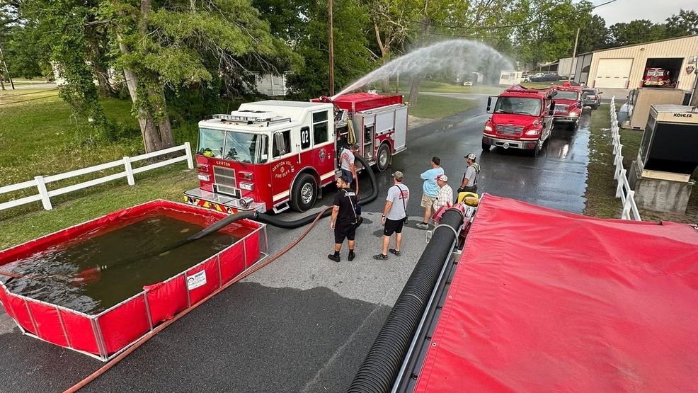 Grifton Volunteer Fire Department members practice dump tank drafting ...