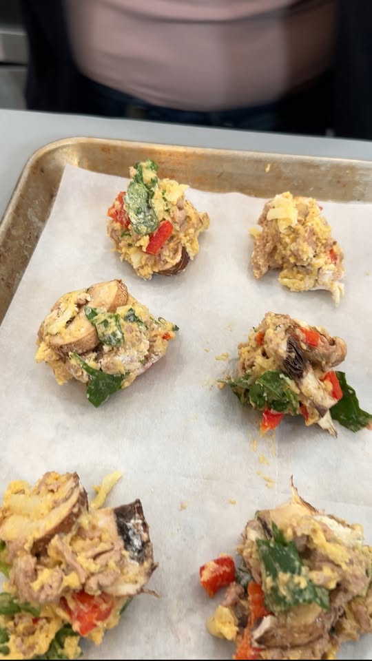 High protein turkey bites baked with veggies and cheese