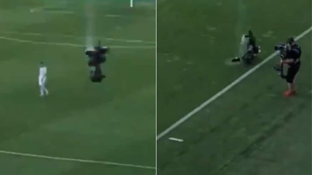 Watch: Spider-cam crashes onto pitch during football match, camera ...