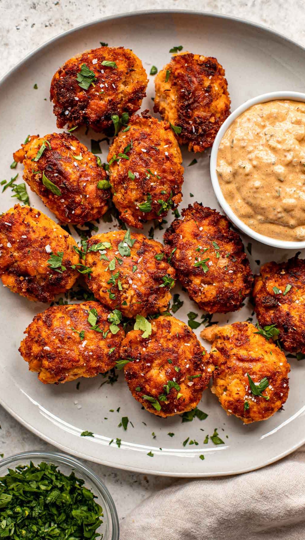 Salmon croquettes with spicy remoulade sauce using leftover mashed potatoes