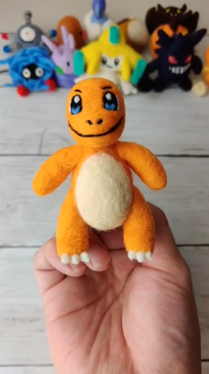 Charmander wool art for Pokemon fans
