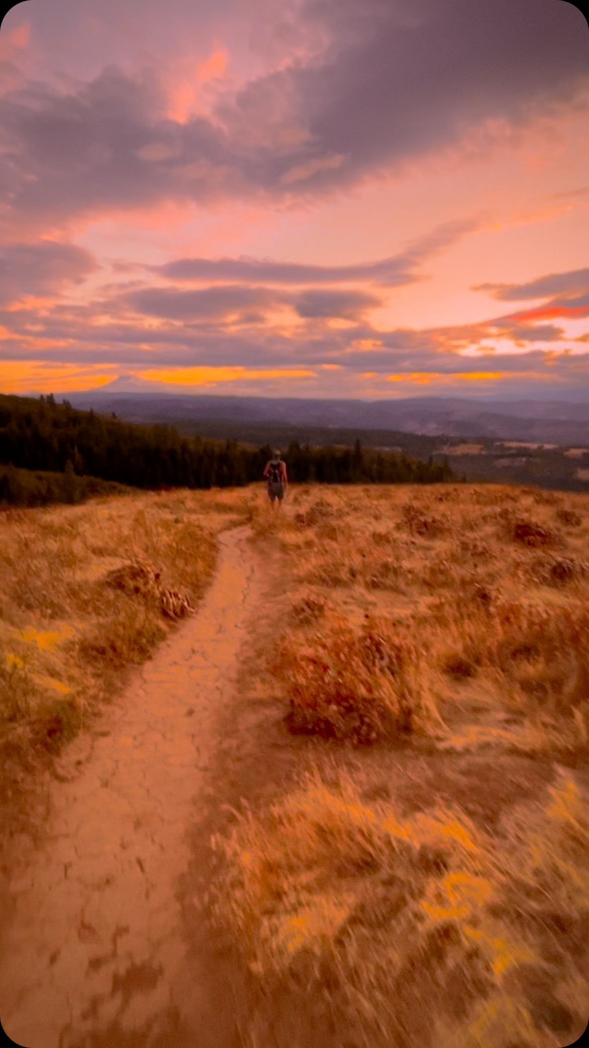 Sunset hike across majestic mountain trails