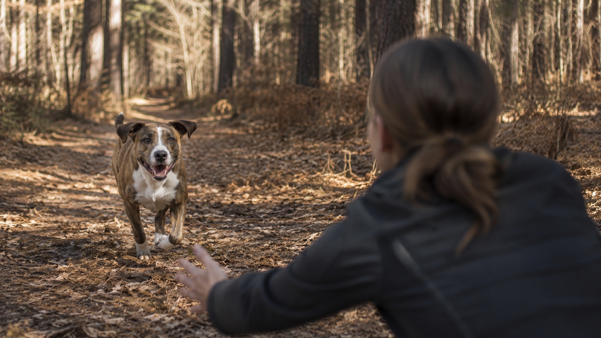 Dog left alone in the woods refuses to give up on people
