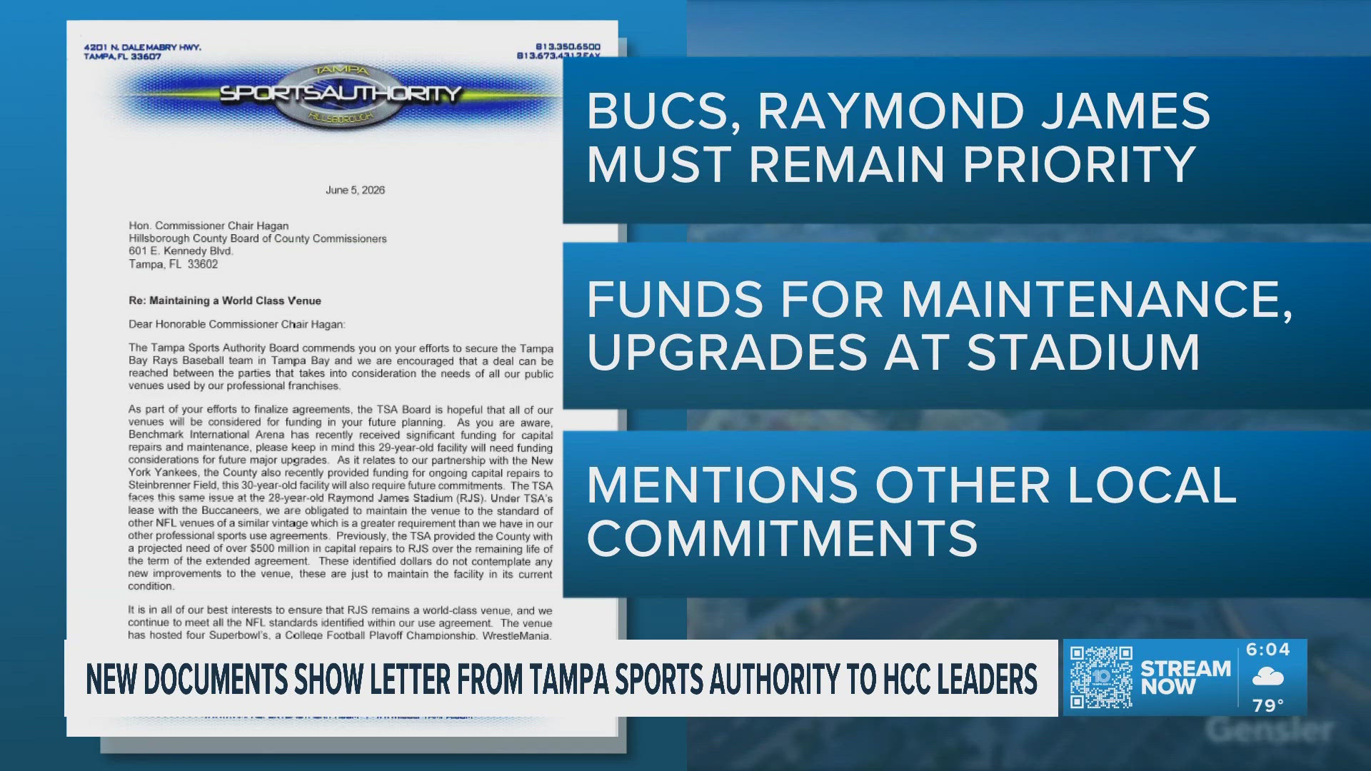 New documents show a letter from Tampa Sports Authority to Hillsborough ...
