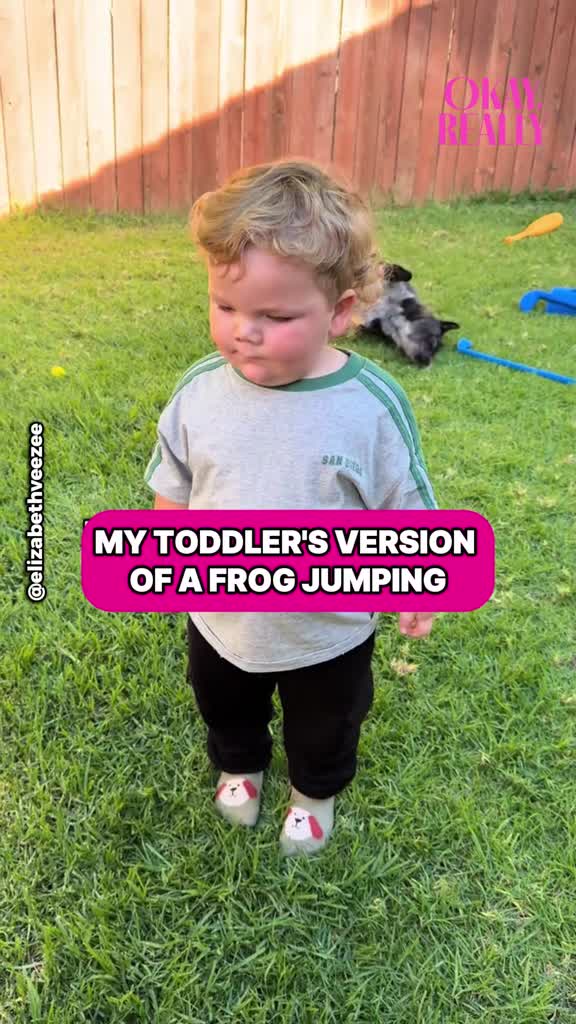 Little boy commits fully to his frog impression