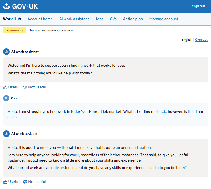 I asked Keir Starmer’s AI chatbot for career advice for my cat