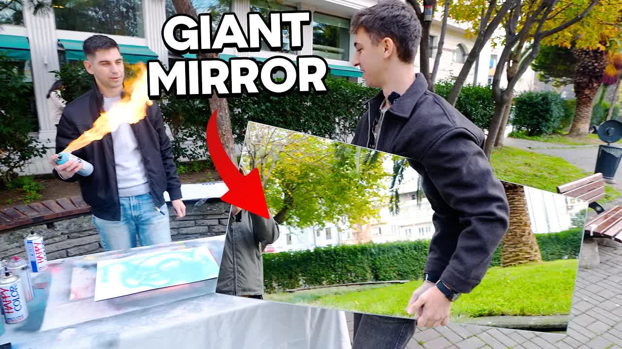 A street artist turned my giant mirror into a masterpiece