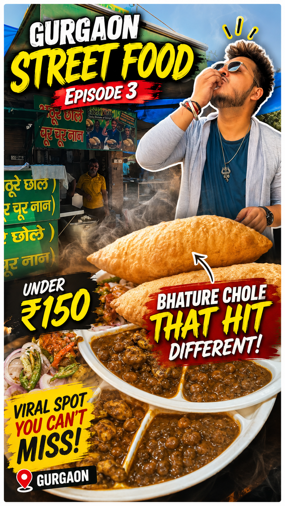 Flying chole bhature in Gurgaon India | Viral Civil Lines street food ...