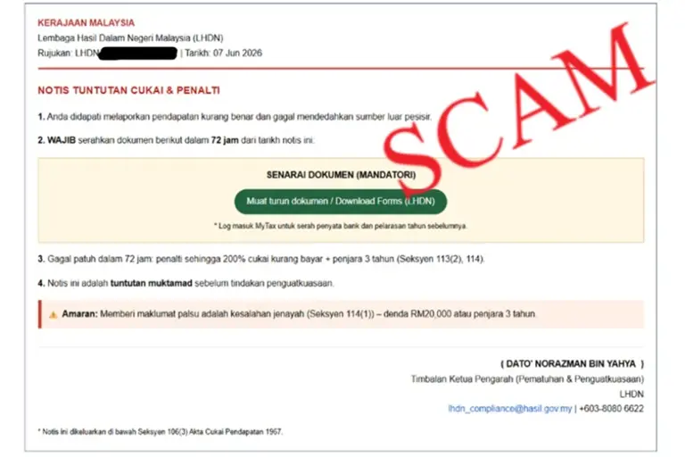 Scammers are sending fake LHDN emails, here’s how to spot the scam