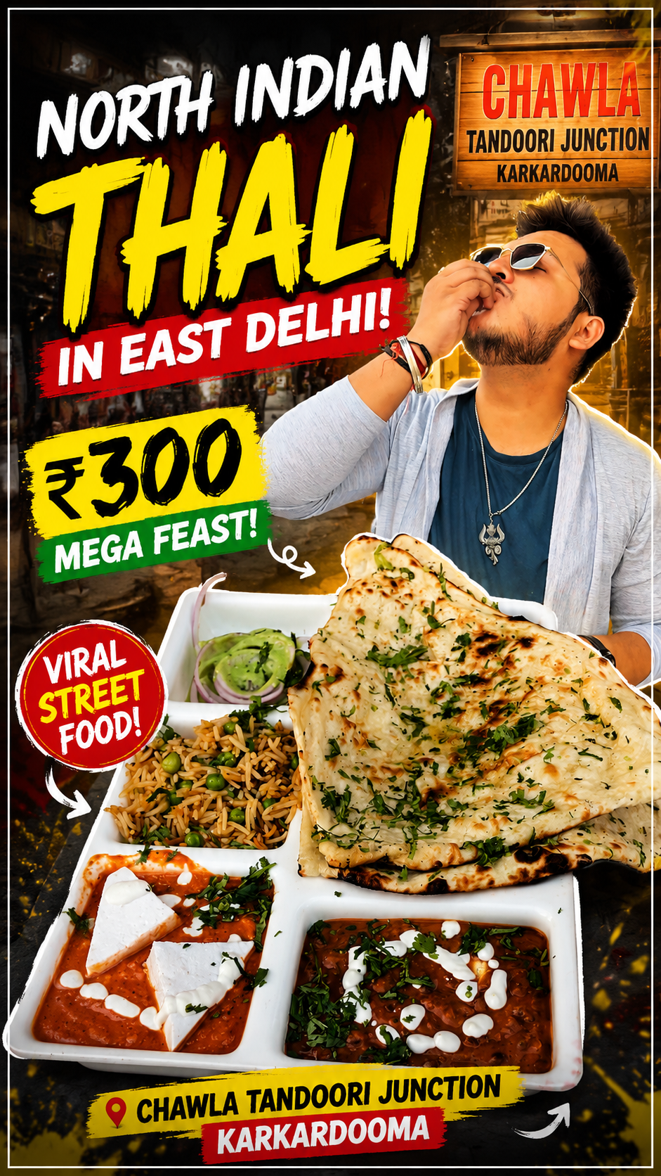 North Indian thali in East Delhi India: ₹300 mega feast at Chawla ...