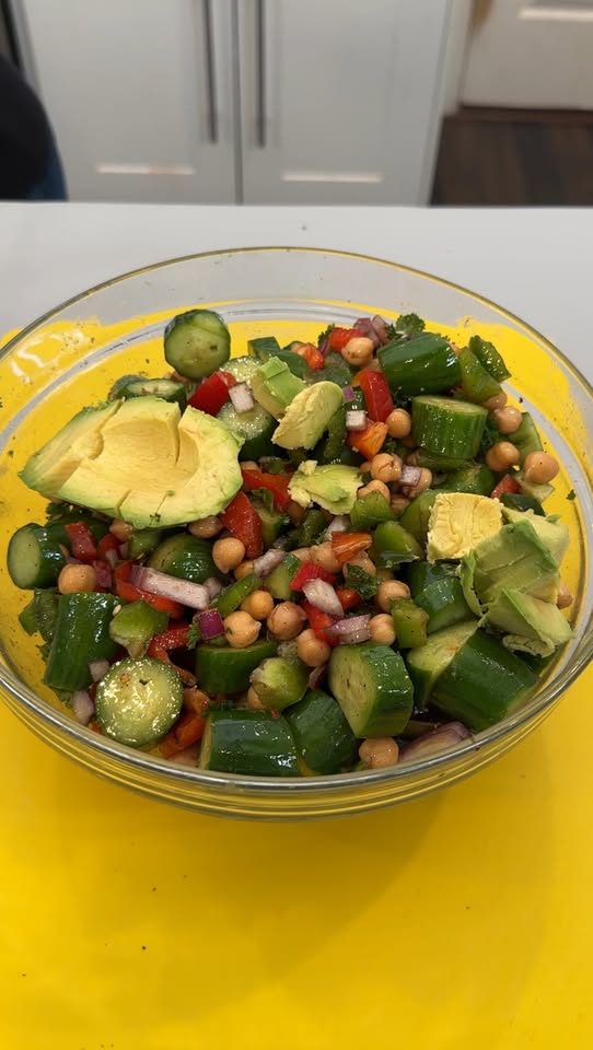 Fresh cucumber party salad with a tangy herb kick