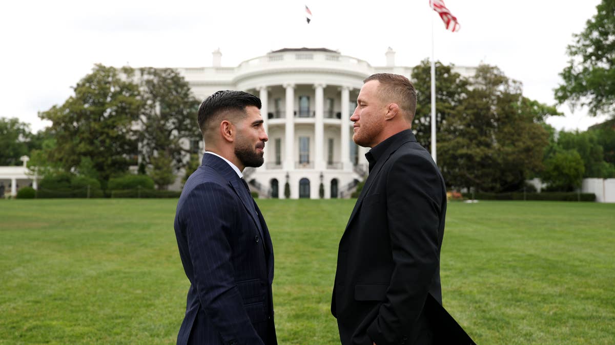 Ilia Topuria and Justin Gaethje exchange heated words before UFC ...