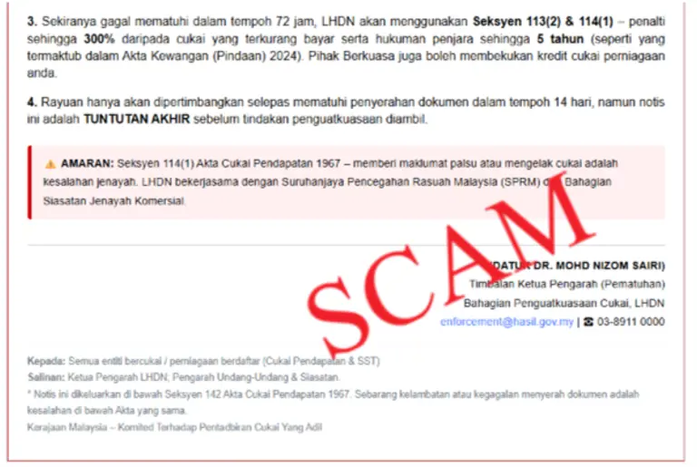 Scammers are sending fake LHDN emails, here’s how to spot the scam