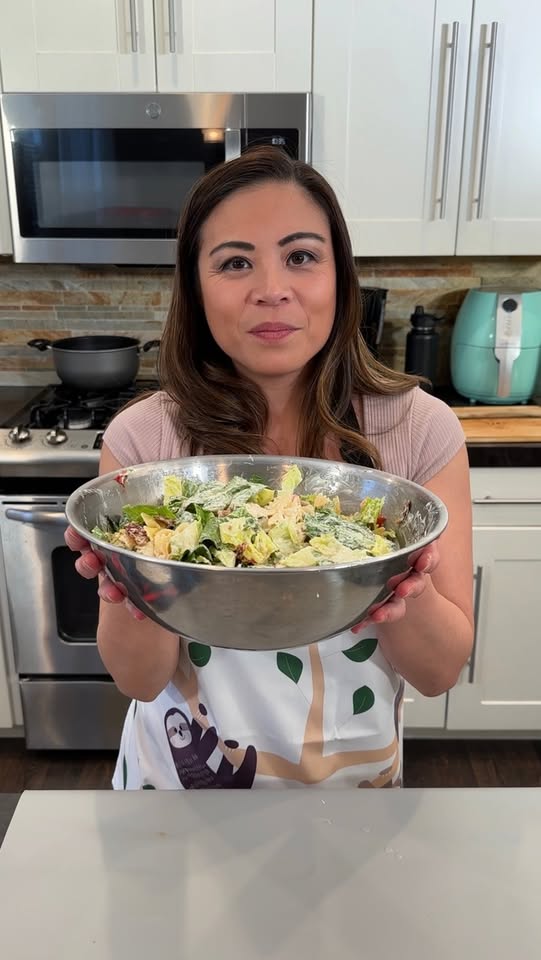 BLT pasta salad loaded with bacon, lettuce, and creamy dressing