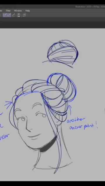 Easy hair bun drawing for stylish characters