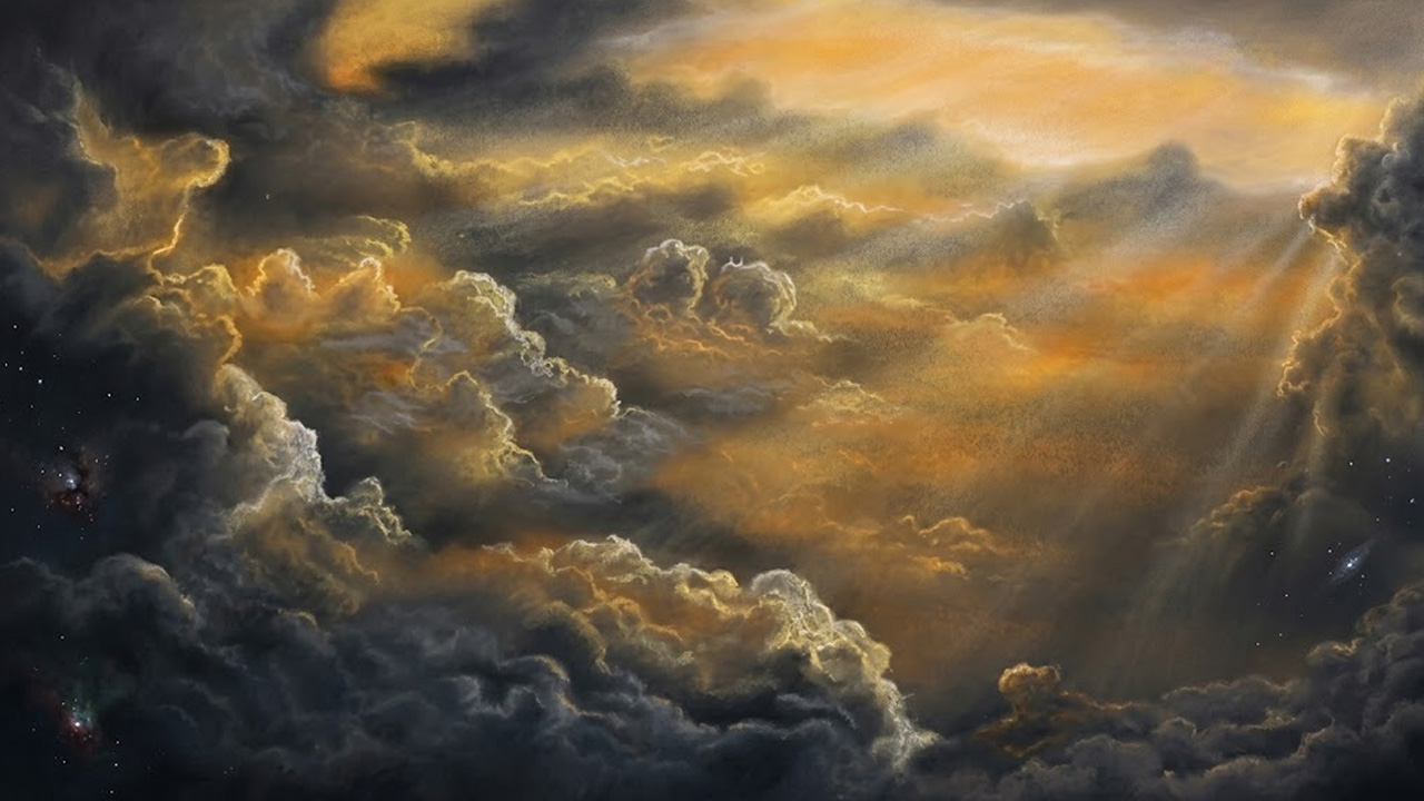 Learn to draw magical heavenly clouds with soft pastel