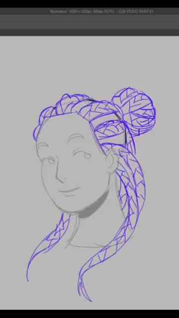 Simple cornrow drawing guide for character hair